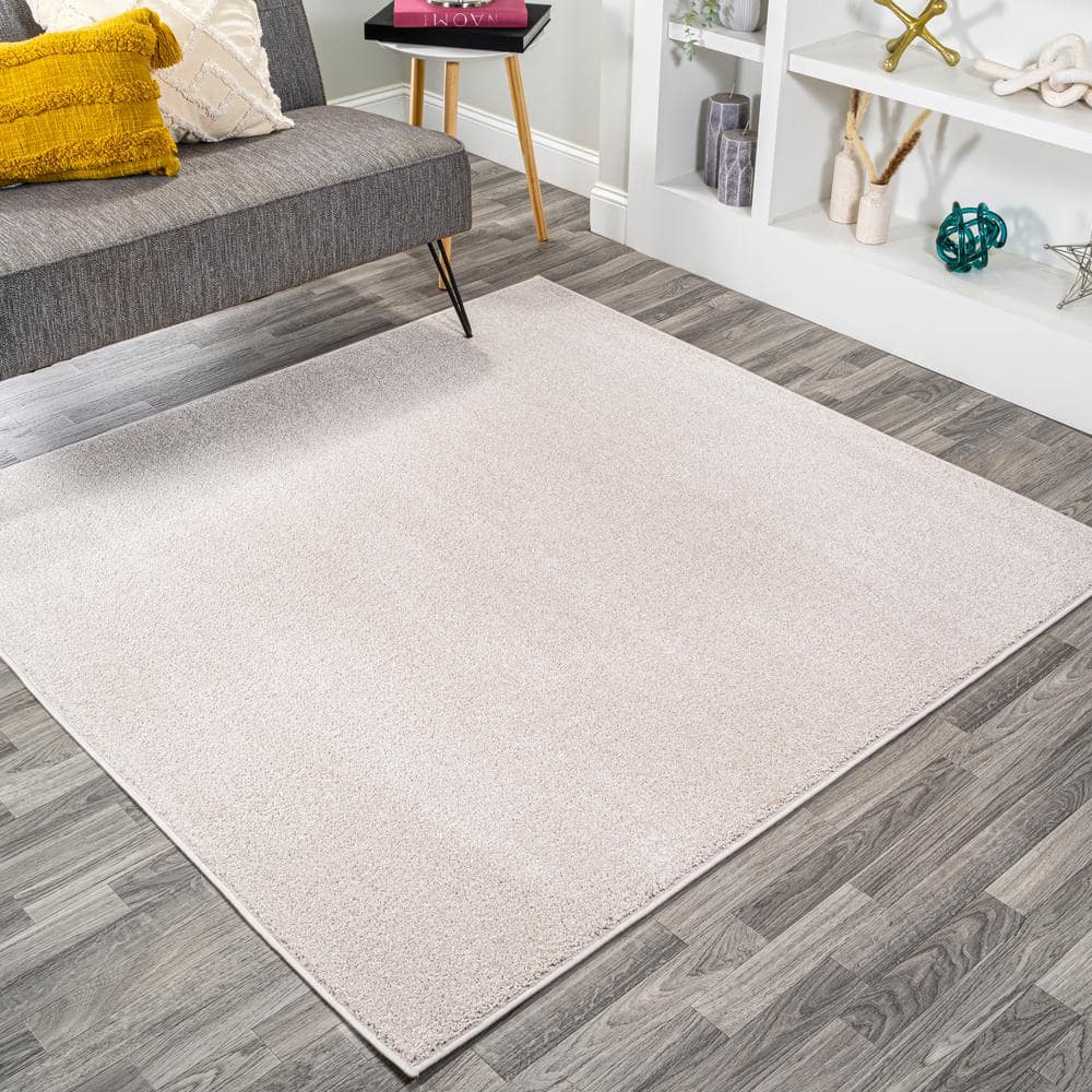 JONATHAN Y Haze Solid Low-Pile Ivory 9 ft. Square Area Rug SEU100D-9SQ ...