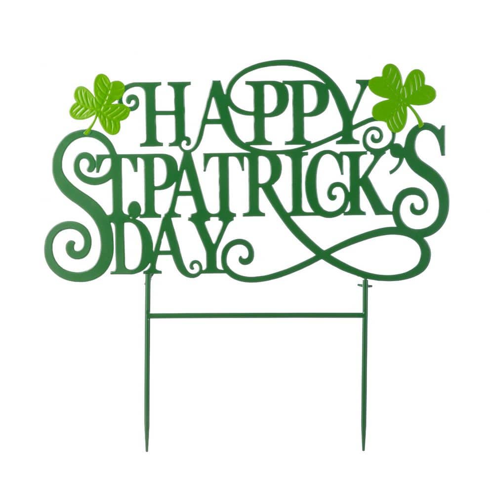 Glitzhome 23.25 in. H Metal Happy St. Patrick's Day Yard Stake (KD ...