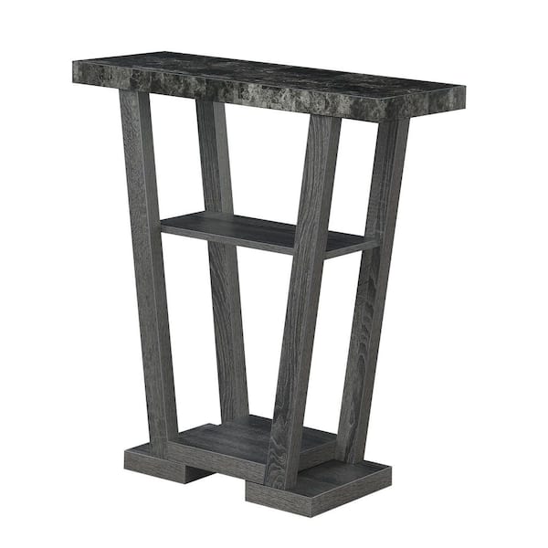 Convenience Concepts Newport 31.5 in. Weathered Gray/Black Faux Marble ...