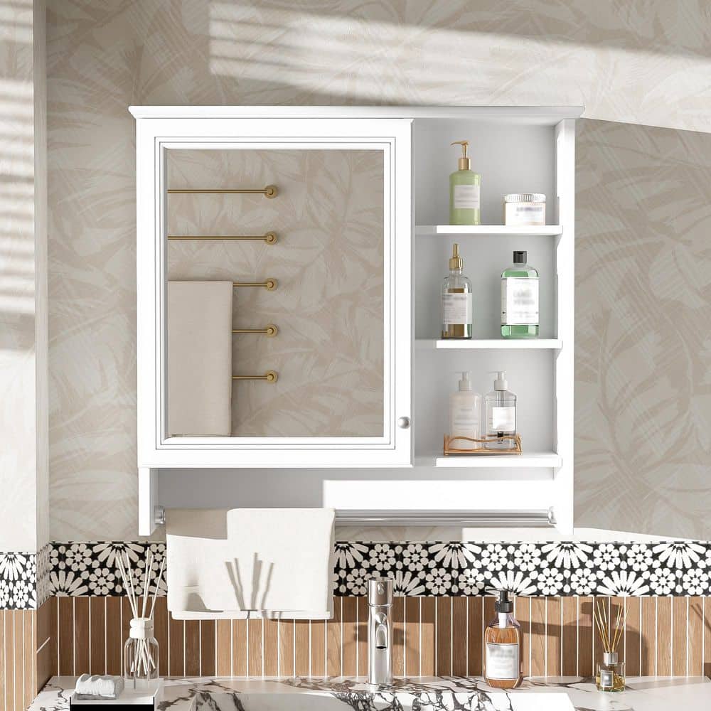 Ziyudura 30 In W X 28 In H Rectangular Wood Medicine Cabinet With