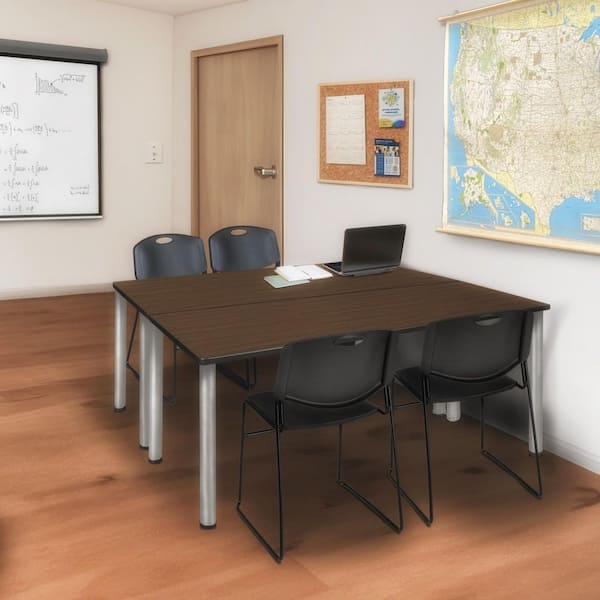 Regency Kee 72 in x 24 in. Neo Walnut Top Training Table Desk, Chrome ...