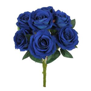 LIVING LUXURY 17 in. Deluxe Blue Artificial Elegant Rose Flower Stem ...