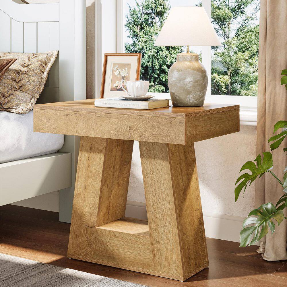 BYBLIGHT Fenley Brown 2-Tier 24 in. W Nightstand Bedside Table Night ...