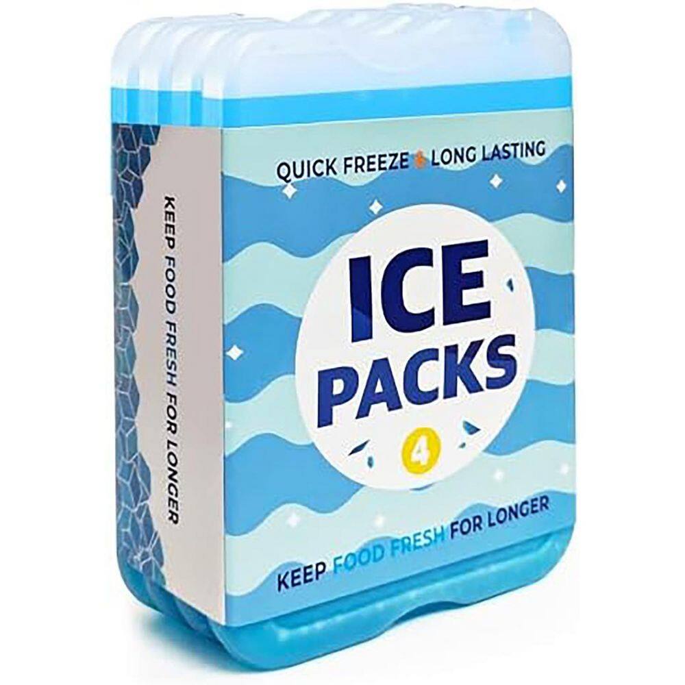 4-Pack Reusable Ice Packs for Lunch Boxes, Long-Lasting Freezer Packs ...