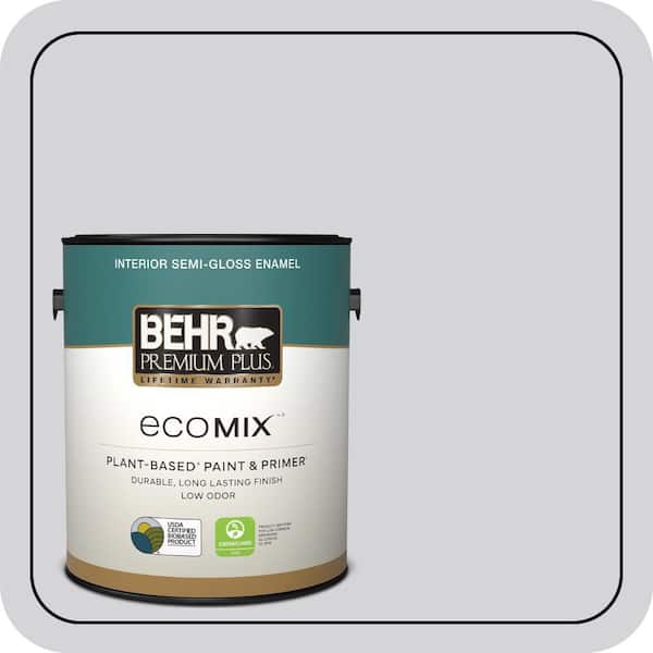BEHR PREMIUM PLUS 1 gal. #N550-1 Mirror Ball Semi-Gloss Enamel EcoMix ...