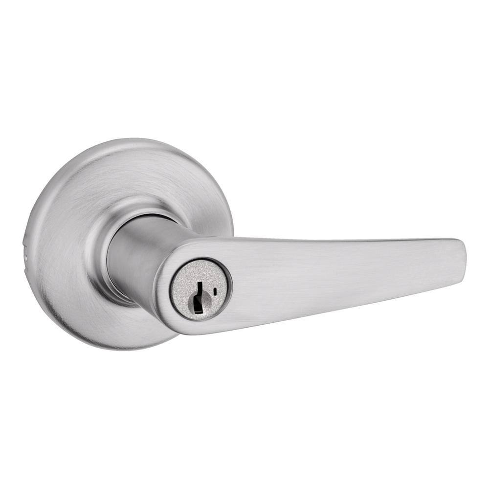 Kwikset Delta Satin Chrome Keyed Entry Door Handle with Pin & Tumbler ...