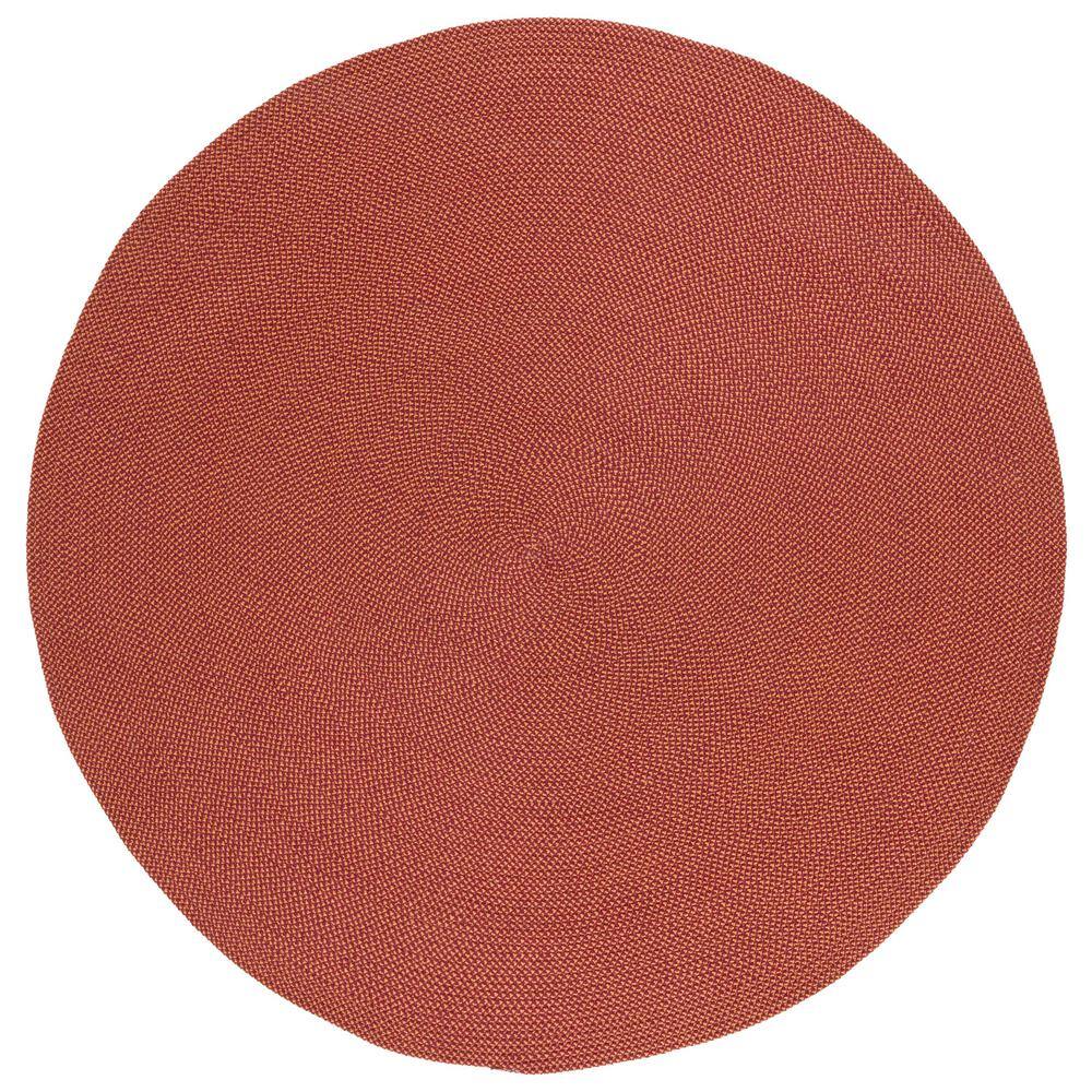 SAFAVIEH Braided Red Gold 7 ft. x 7 ft. Abstract Round Area Rug BRD403Q ...