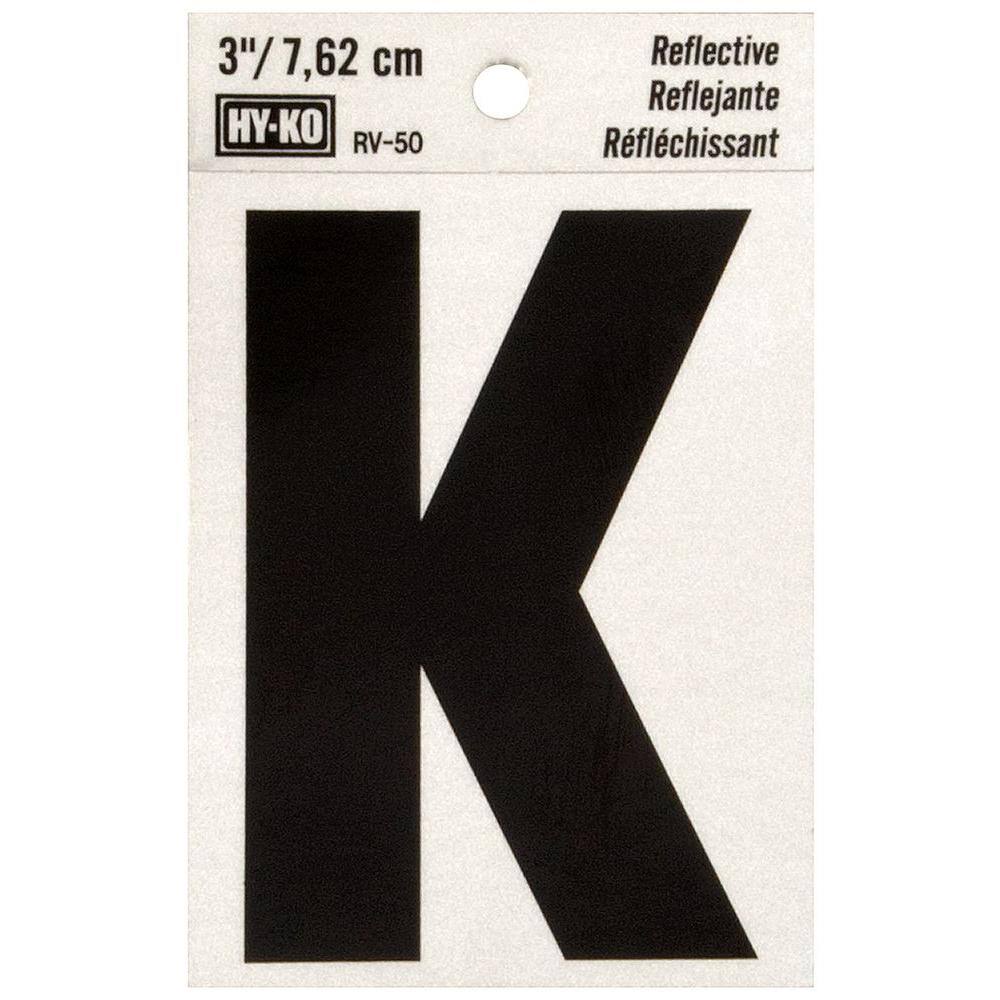 HY-KO 3 in. Vinyl Reflective Letter K RV-50/K - The Home Depot