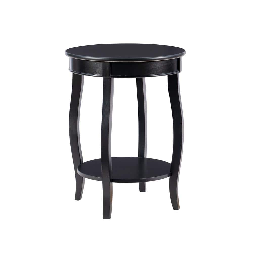 Powell Company Justine 18 in. Black Round Wood Side End Table with ...