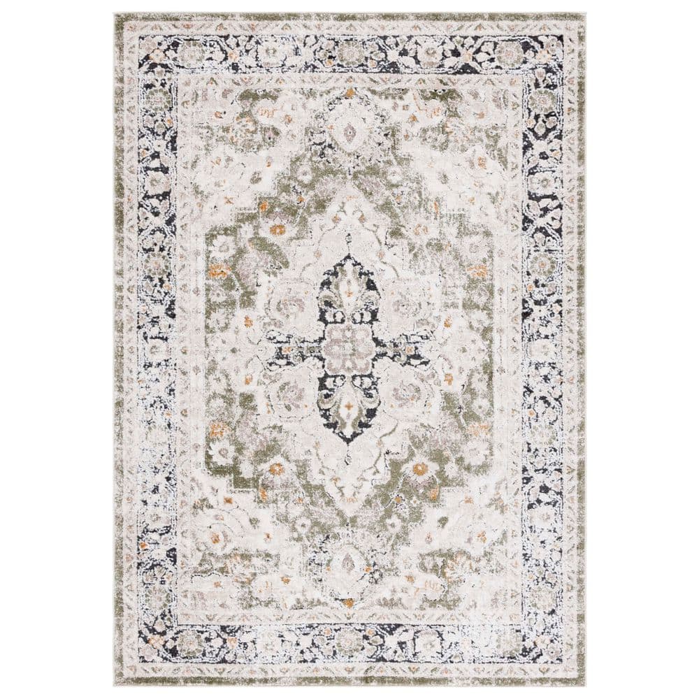SAFAVIEH Opal 8 ft. x 10 ft. Green/Beige Distressed Medallion Area Rug ...