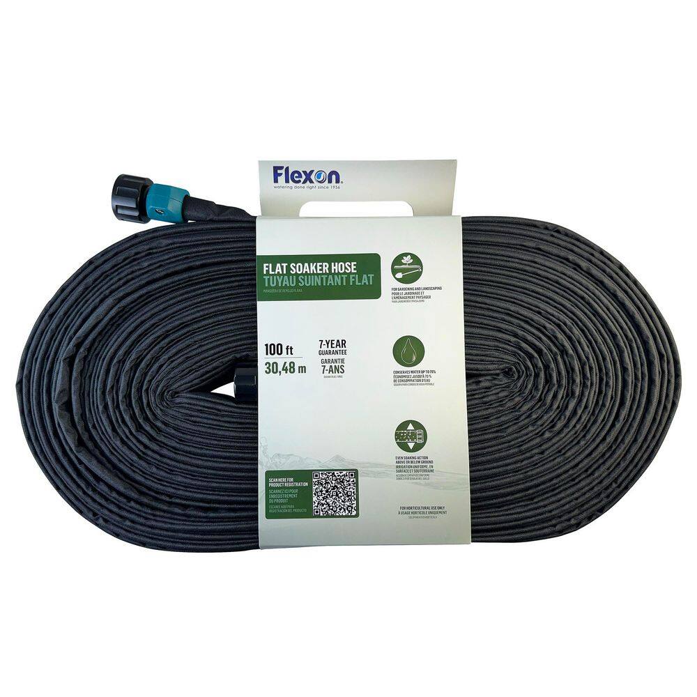 Flexon 3/8 in. Dia. x 100 ft. Flat Fabric Soaker Hose WSFLATFAB100CN ...