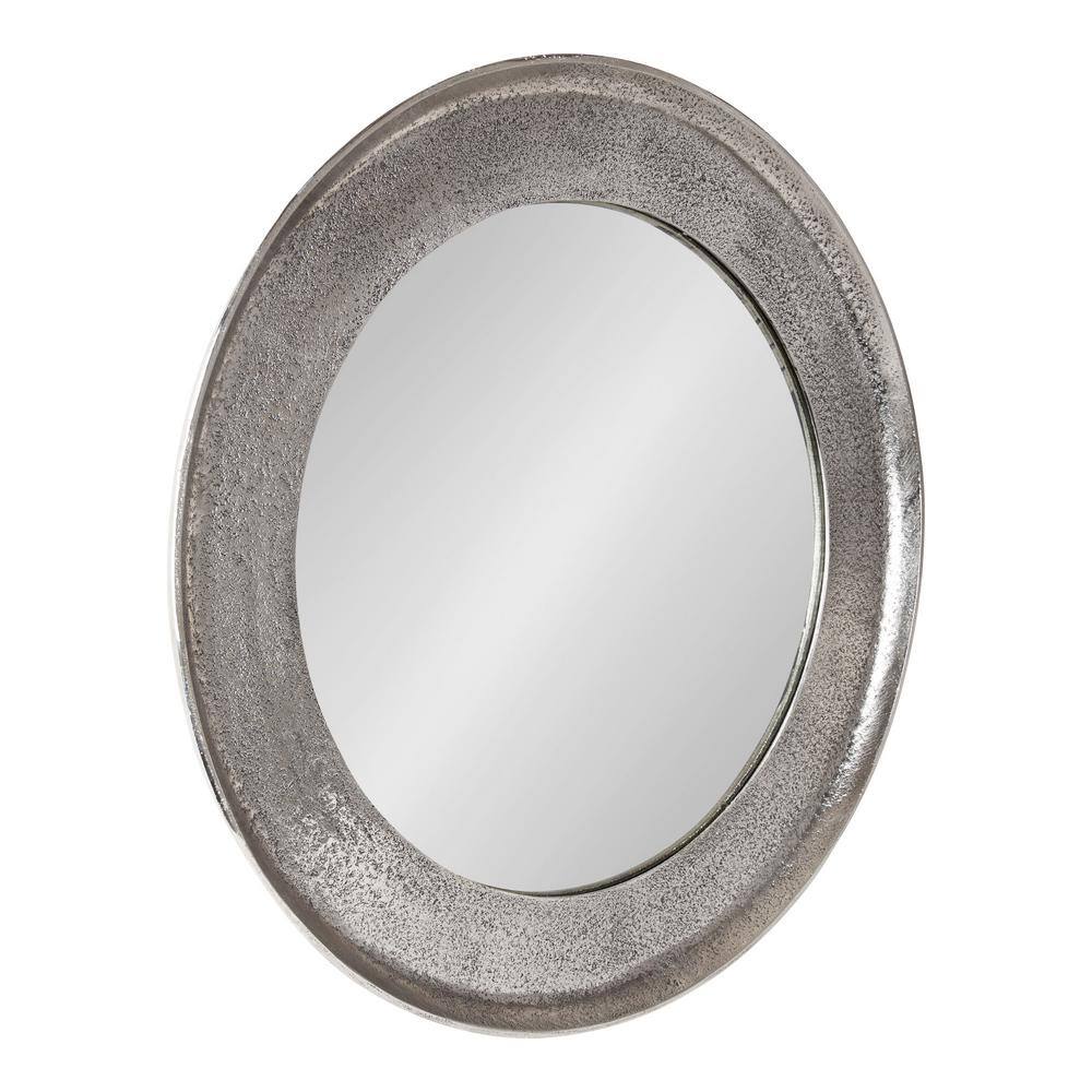 Kate and Laurel Xylon 25 in. x 25 in. Classic Round Framed Silver Wall ...