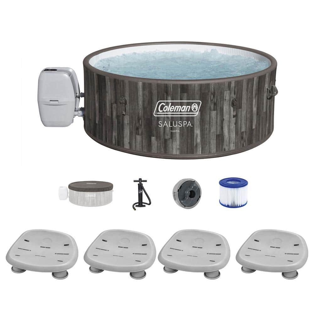 Bestway Napa 7-Person AirJet Inflatable Hot Tub with 4 Pack of SaluSpa ...