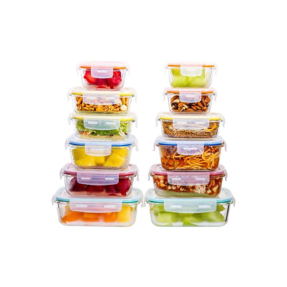 LEXI HOME Durable Glass 24-Piece Food Storage Container Set MW3638 ...
