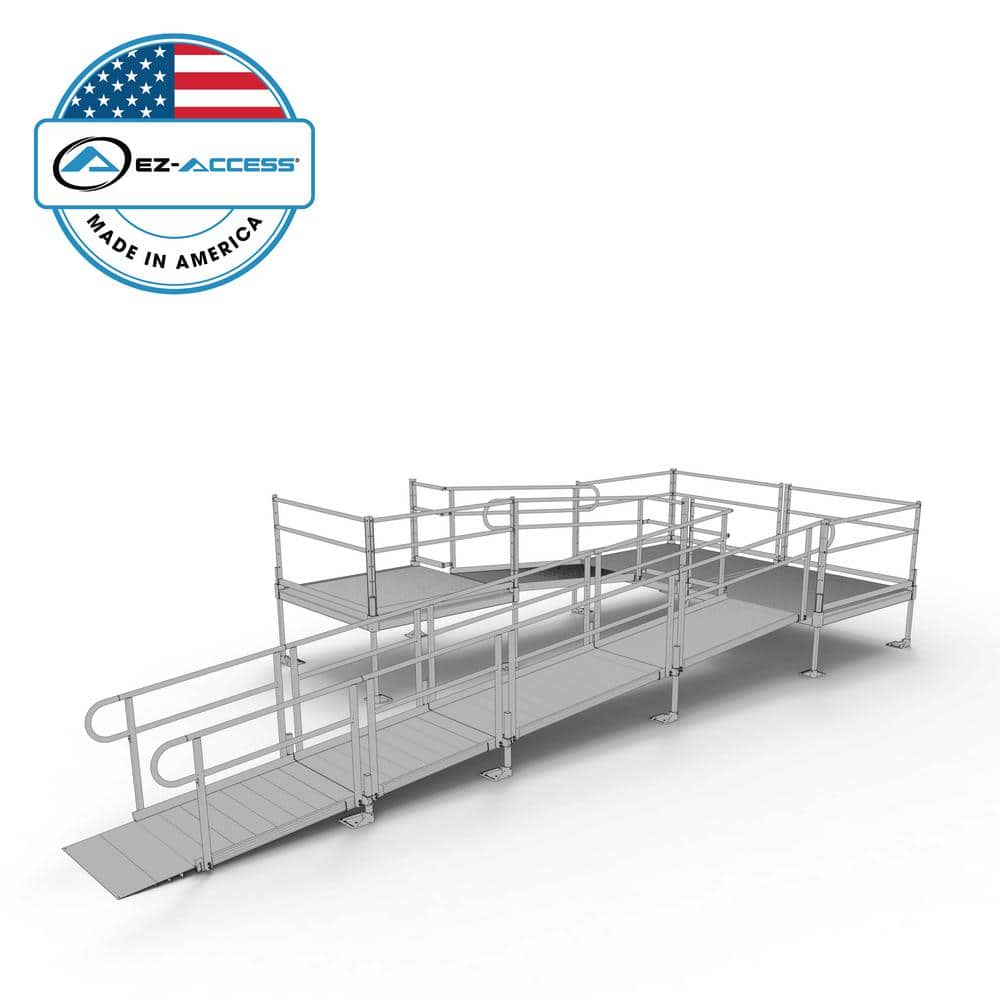 EZ-ACCESS PATHWAY 26 ft. U-Shaped Aluminum Wheelchair Ramp Kit with ...