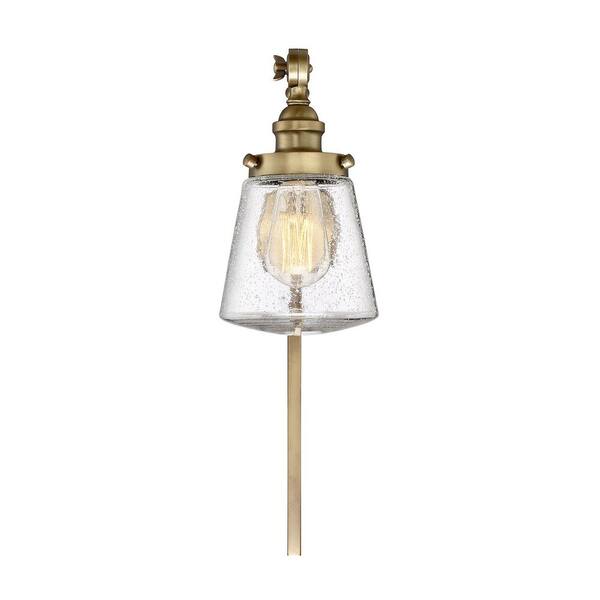 Savoy House 6 in. W x 12.5 in. H 1-Light Natural Brass Wall Sconce with ...