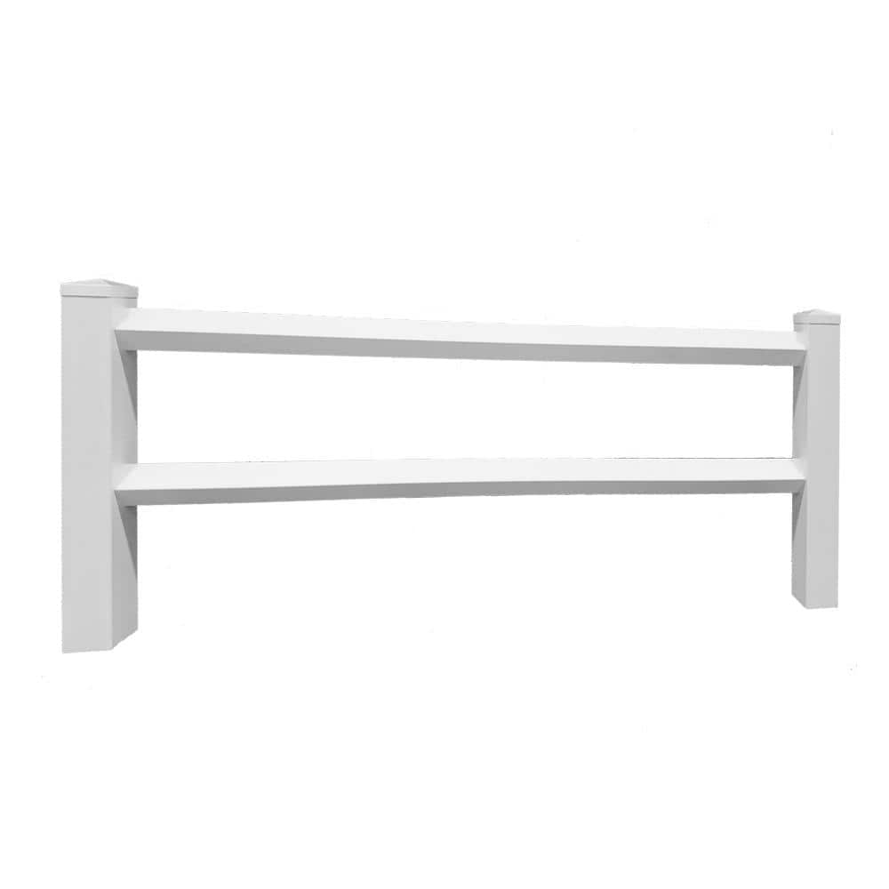Weatherables 36 in. H x 120 ft. L 2-Rail White Vinyl Diamond Rail Fence ...