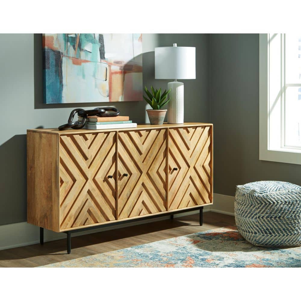 Signature DESIGN BY ASHLEY Cadewick Light Brown 32 in. Accent Cabinet ...
