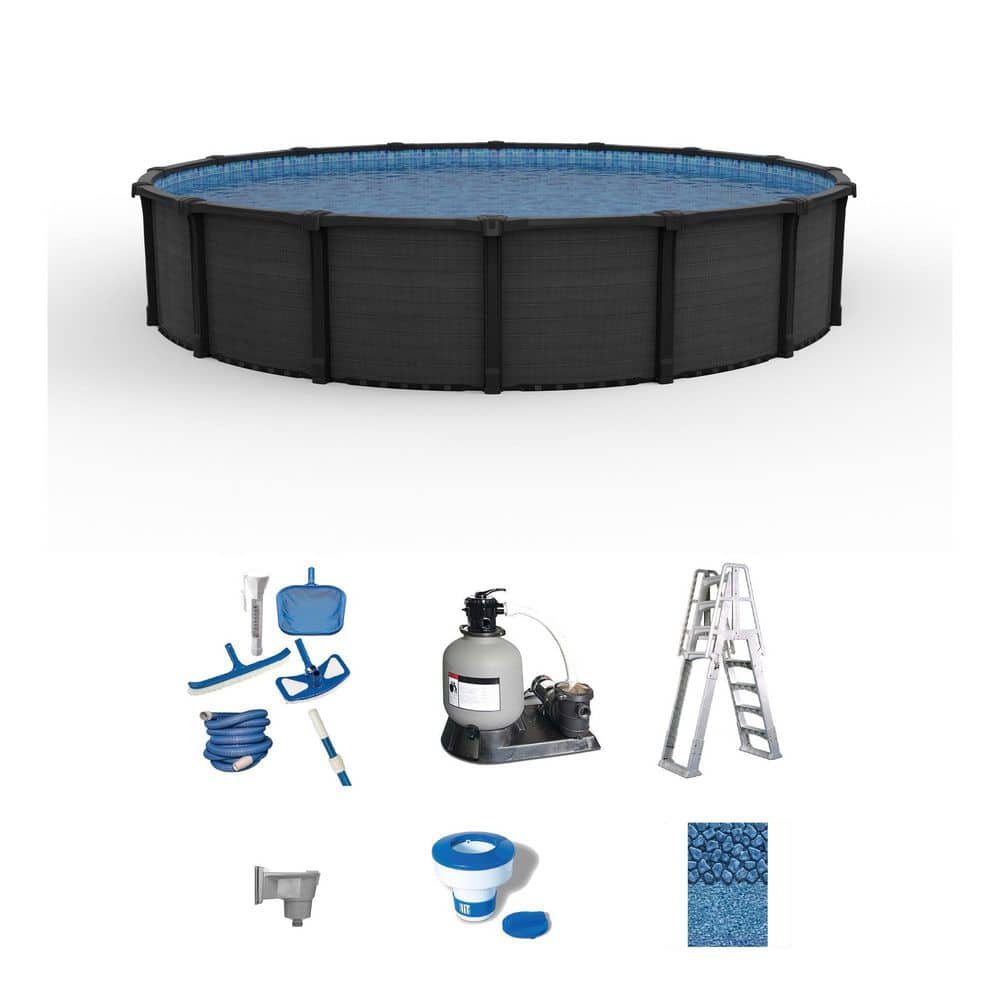 SUNLAB Bimini 30 ft. Round 52 in. Deep Hard Side Above Ground Standard ...
