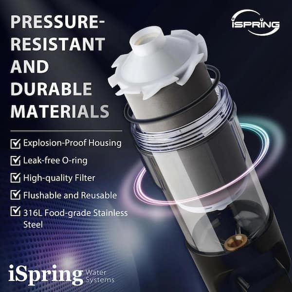 ISPRING NSF-Certified 50-Micron Jumbo Auto-Flush Spin Down Sediment ...