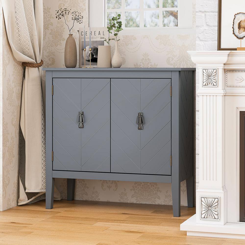 sumyeg Gray 31.5 in. H 2 Door Accent Storage Cabinet Adjustable Shelves ...