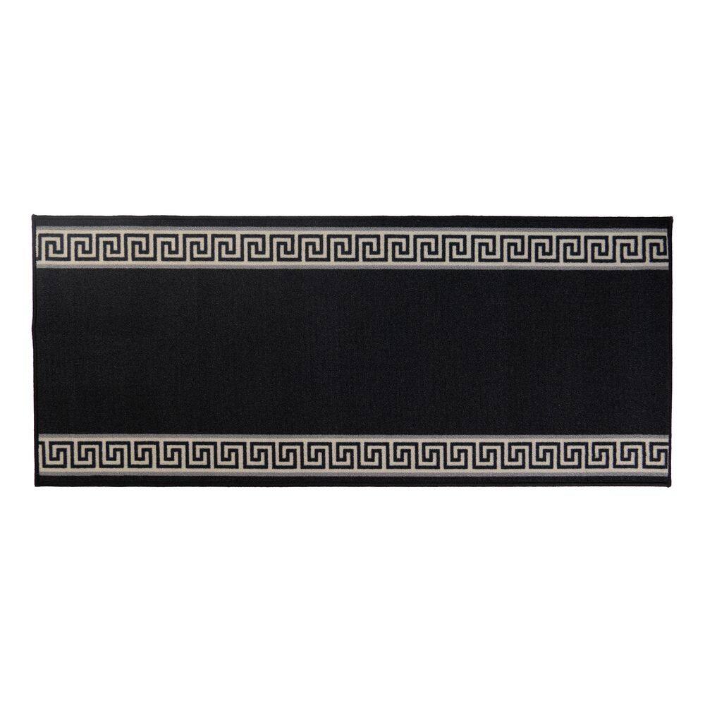 RugStylesOnline Meander Greek Key Design Black 36 in. W x 468 in. L ...