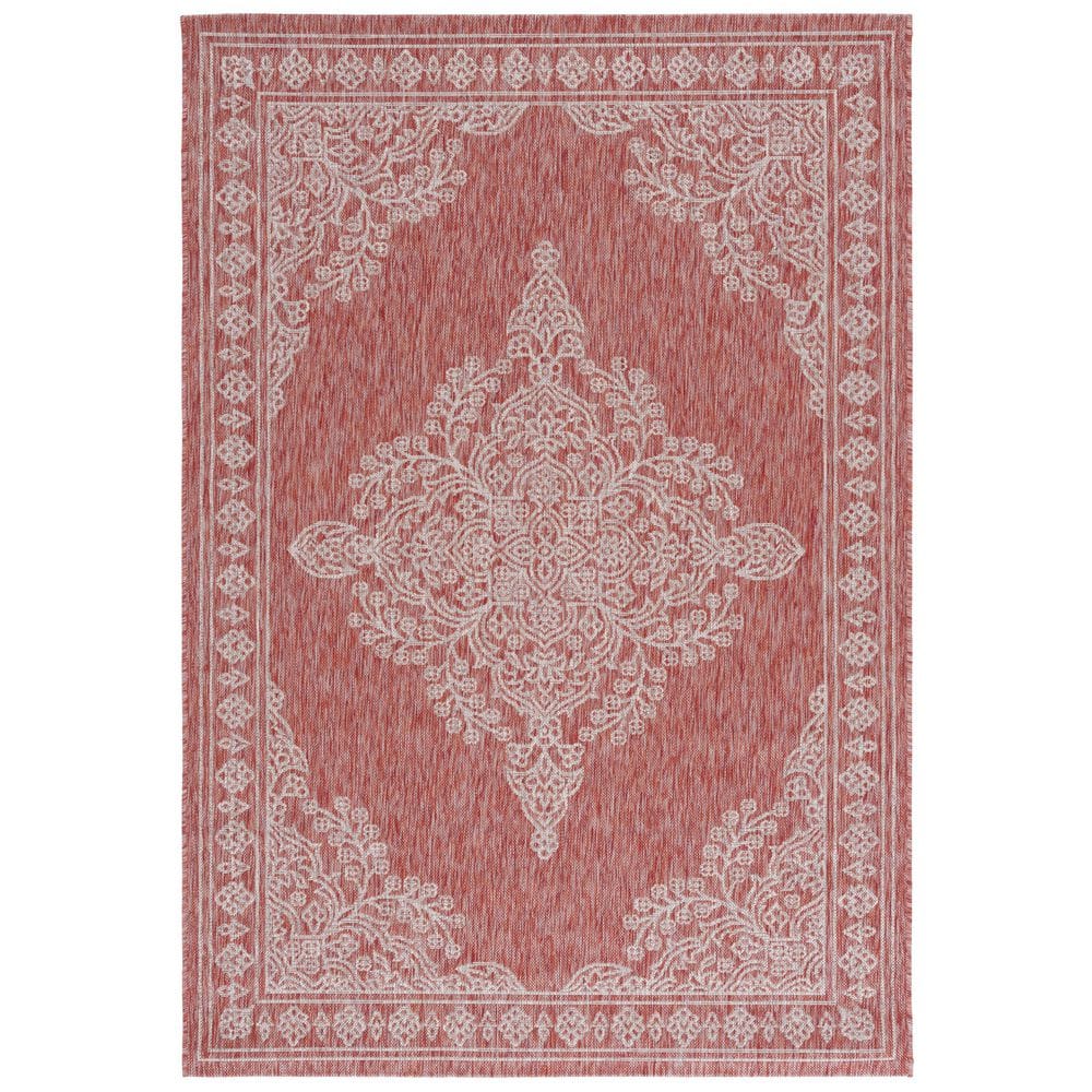 SAFAVIEH Courtyard Red/Beige 5 ft. x 8 ft. Medallion Ornate Indoor ...