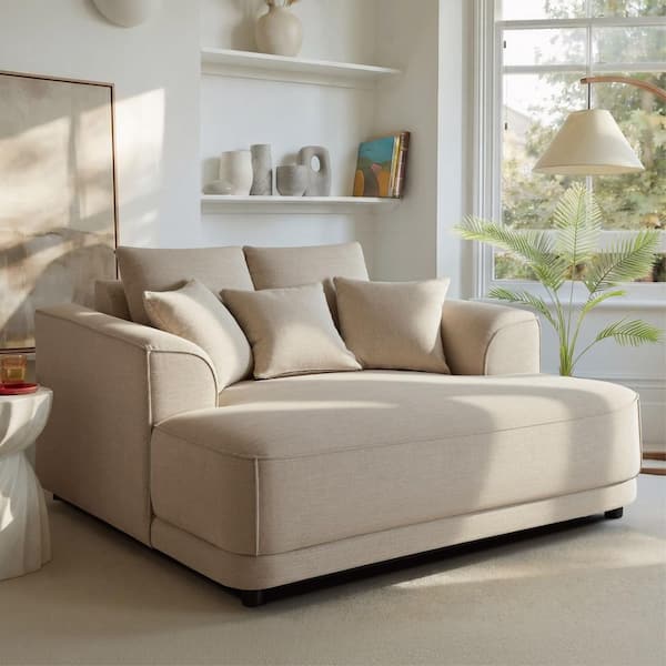 Reviews for JAYDEN CREATION Massima Beige Polyester Slipcovered Chaise ...