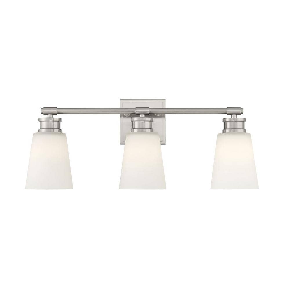 Savoy House 23 in. W x 9.5 in. H 3-Light Brushed Nickel Bathroom Vanity ...
