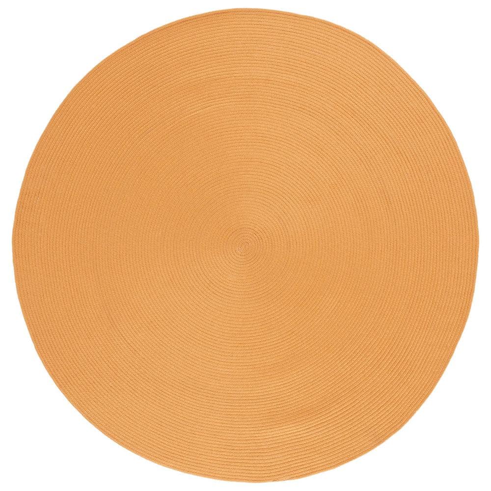 SAFAVIEH Braided Mustard 5 ft. x 5 ft. Abstract Round Area Rug BRD402C ...