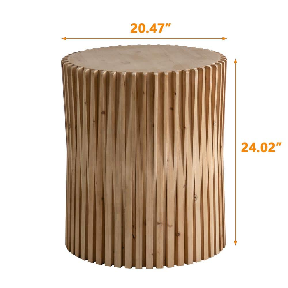 maocao hoom Retro Fashion Style Cylindrical Side Table with Vertical ...