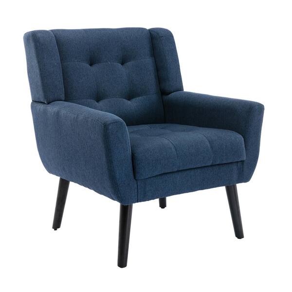ATHMILE Dark Blue Velvet Upholstered Accent Arm Chair (Set of 1) GZ ...