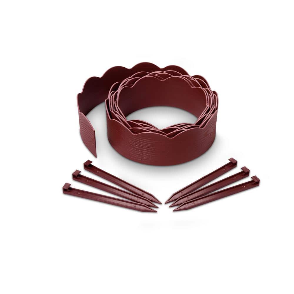 ProFlex 20 ft. Red Woodgrain 2-in-1 Plastic Landscape Edging Kit ...