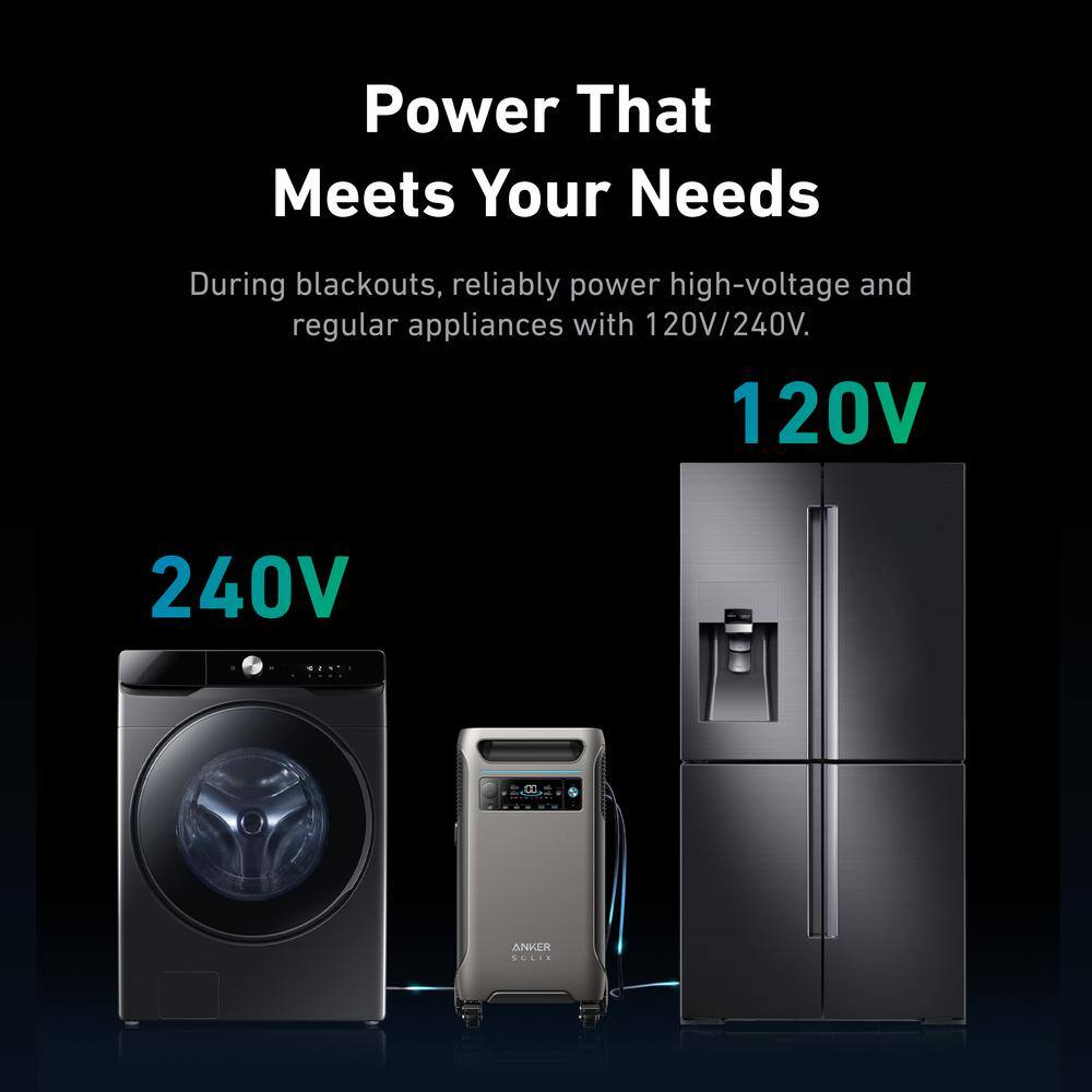 Anker SOLIX F3800 6000-Watt 7,680Wh Power Station w/ 1 Expansion ...