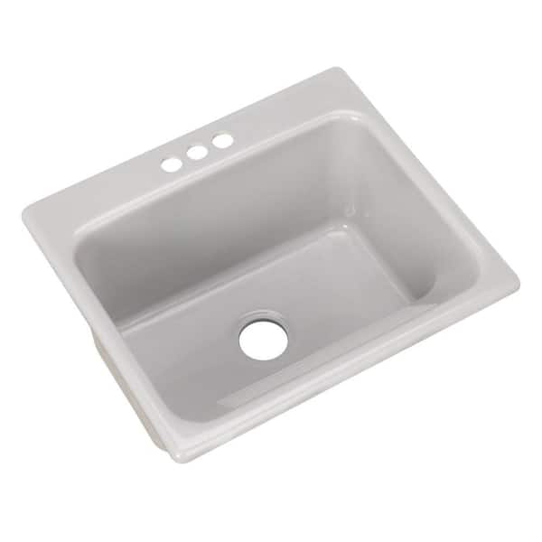 Thermocast Kensington Drop-In Acrylic 25 in. 3-Hole Single Bowl Utility ...