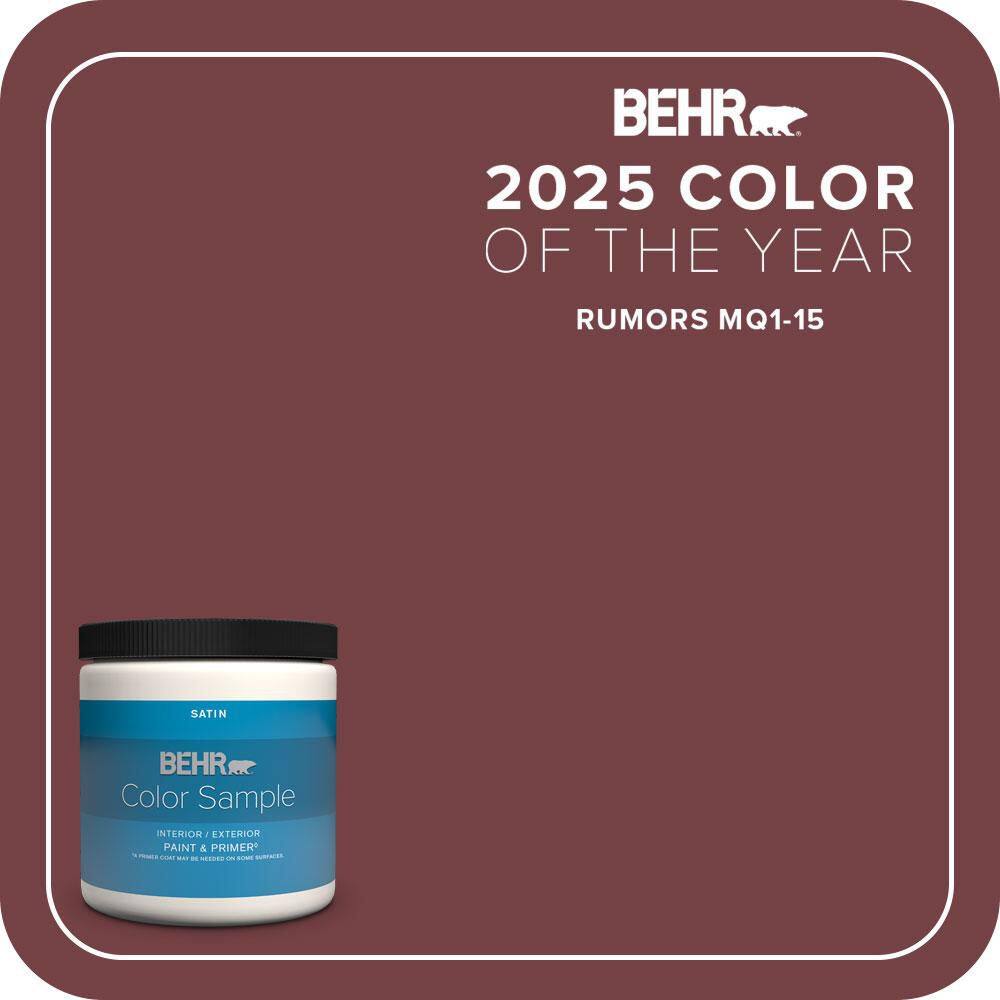 BEHR PREMIUM PLUS 8 oz. #MQ1-15 Rumors Satin Enamel Interior/Exterior ...