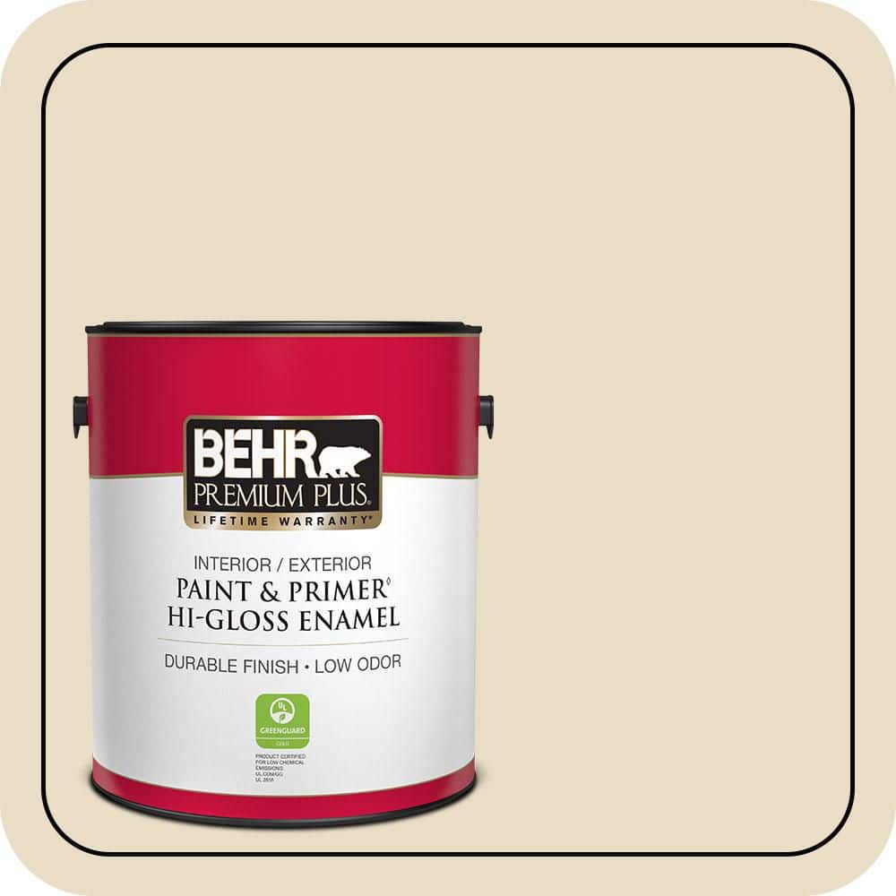 BEHR PREMIUM PLUS 1 gal. #N290-2 Authentic Tan Hi-Gloss Enamel Interior ...