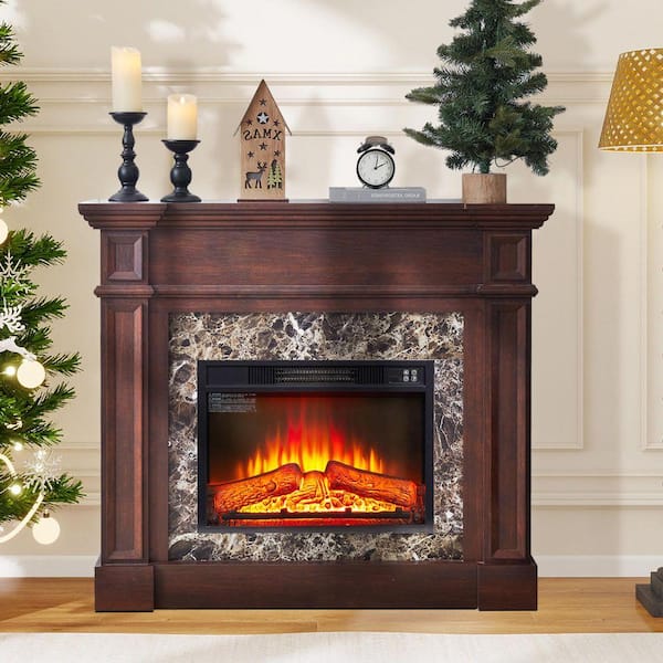 ToolCat 46 in. Freestanding Mantel with 23 in. Electric Fireplace ...