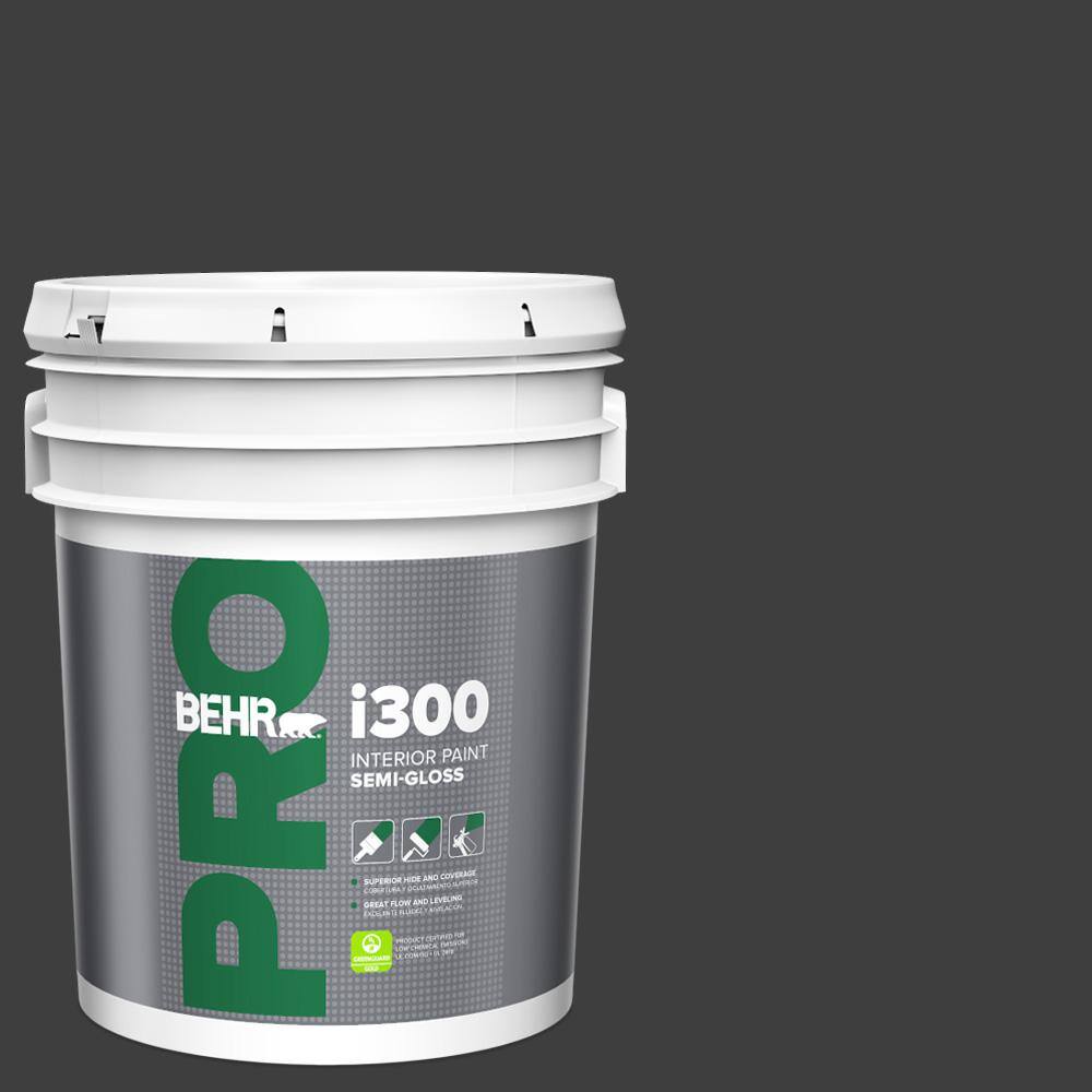 BEHR PRO 5 gal. #N520-7 Carbon Semi-Gloss Interior Paint PR37305 - The ...