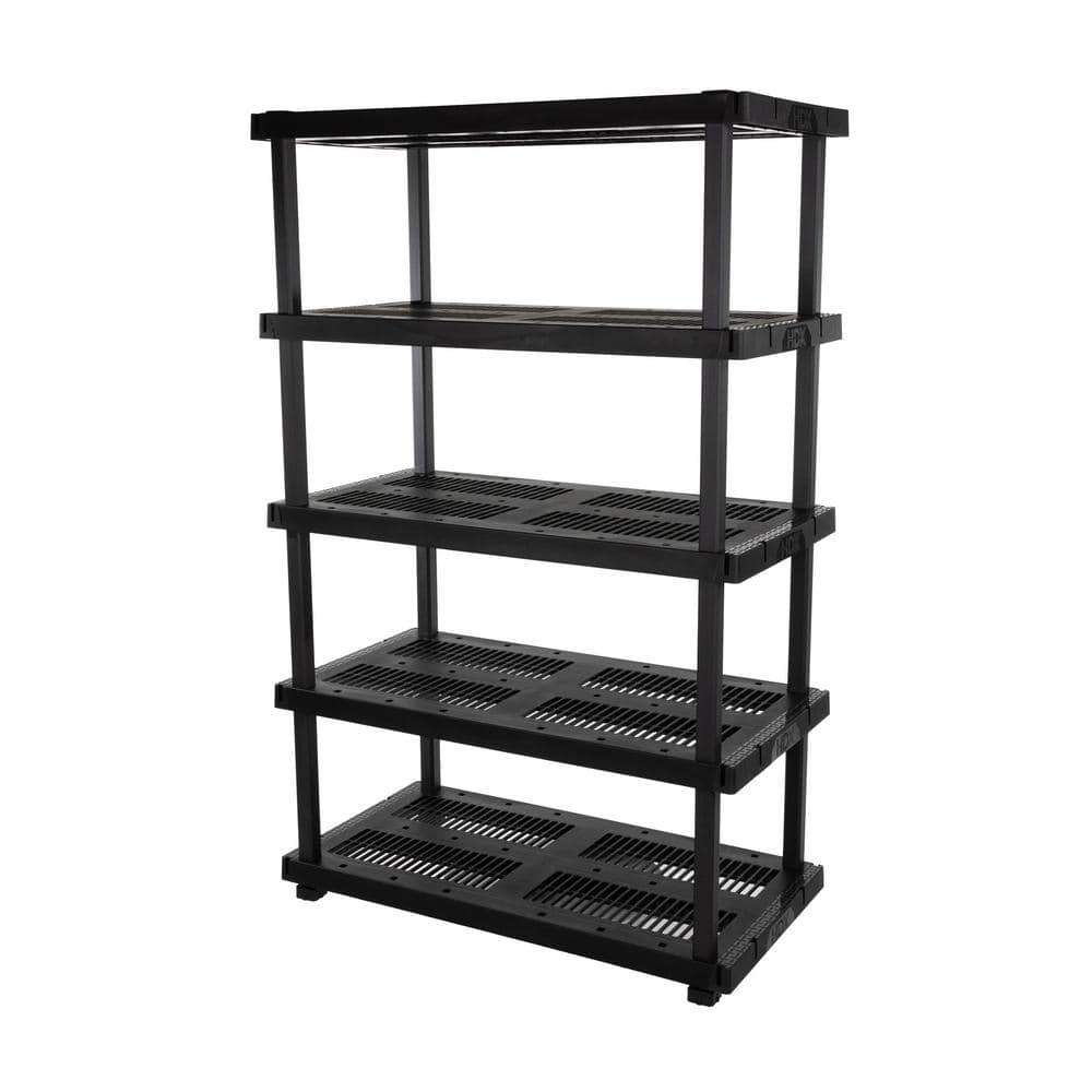 HDX 5 Tier Plastic Adjustable Garage Storage Shelving Unit in Black (48 ...