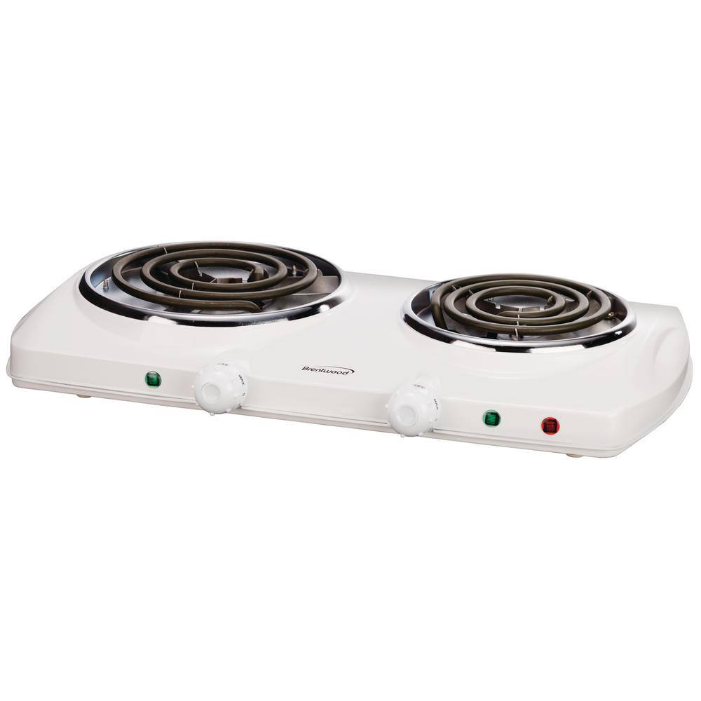 Brentwood 2-Burner 12 in. White Hot Plate with Temperature Control ...