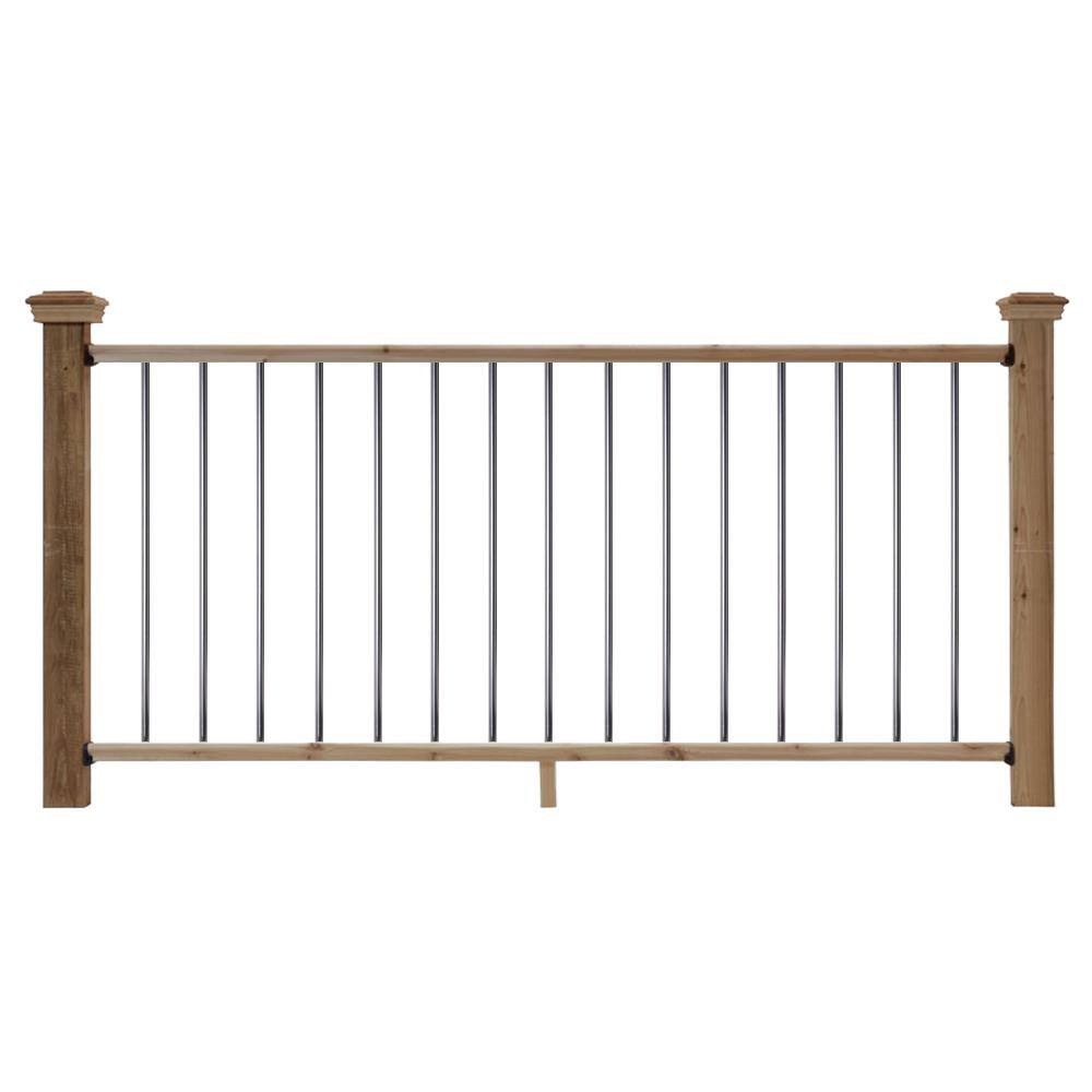 ProWood 6 ft. Cedar Moulded Rail Kit with Aluminum Round Balusters ...