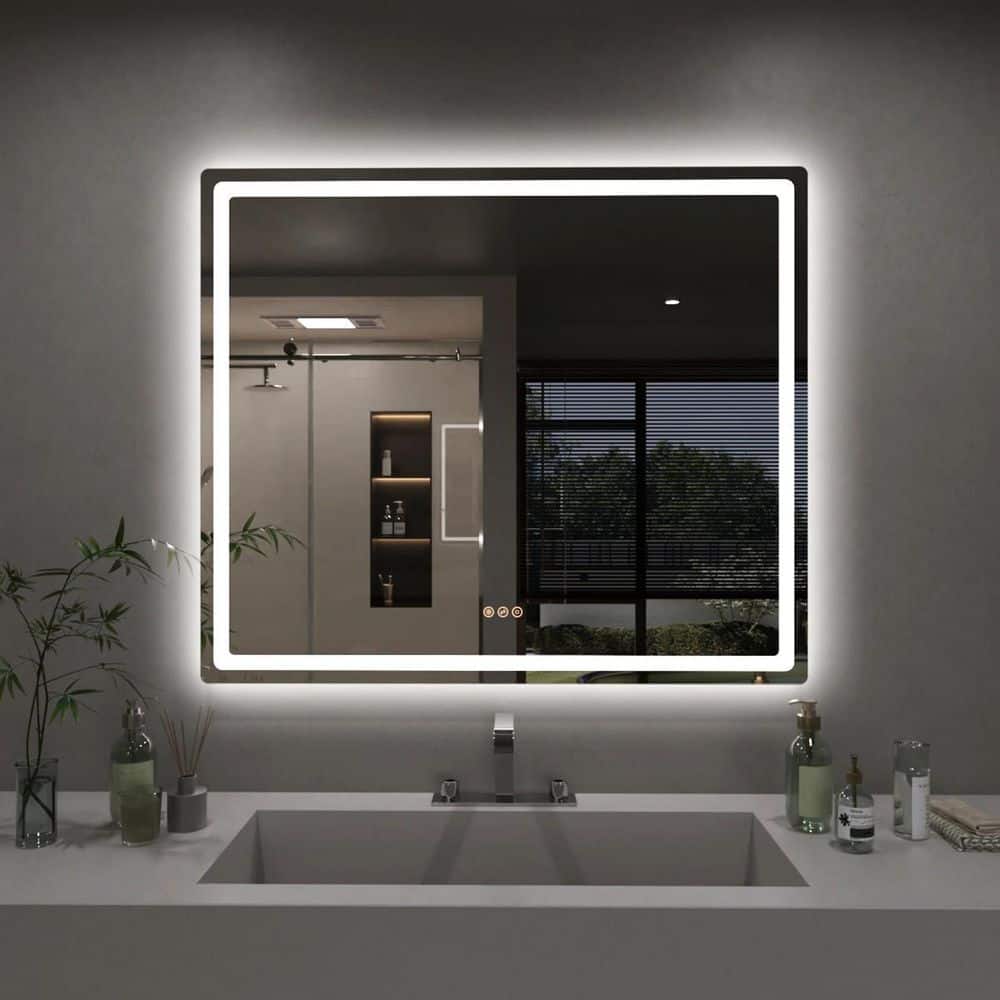 tydex Eira 42 in. W x 36 in. H Round Corner Rectangular Frameless Wall ...