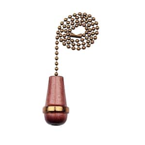 Commercial Electric 12 in. White and Chrome Wooden Cone Pull Chain for ...
