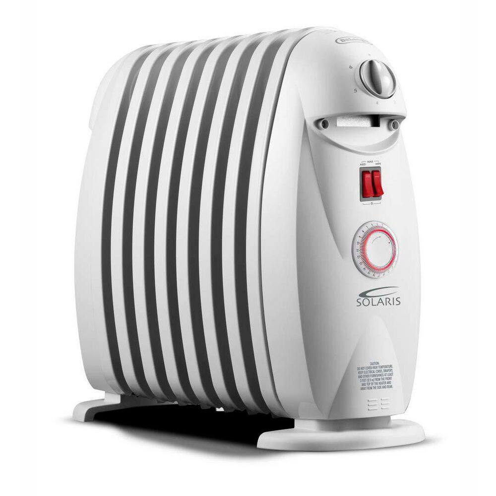 DeLonghi 1200-Watt 8-Fin Oil-Filled Radiant Portable Heater with Timer ...