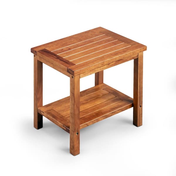 Karl home Poplar Wood Outdoor Wood Side Table K1G56001455 - The Home Depot