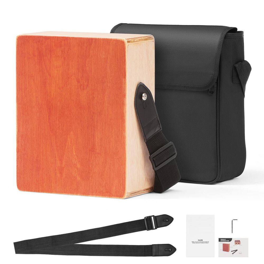 SKYSHALO Cajon Box Drum 11 x 9 x 4 in. with Internal Guitar Strings ...