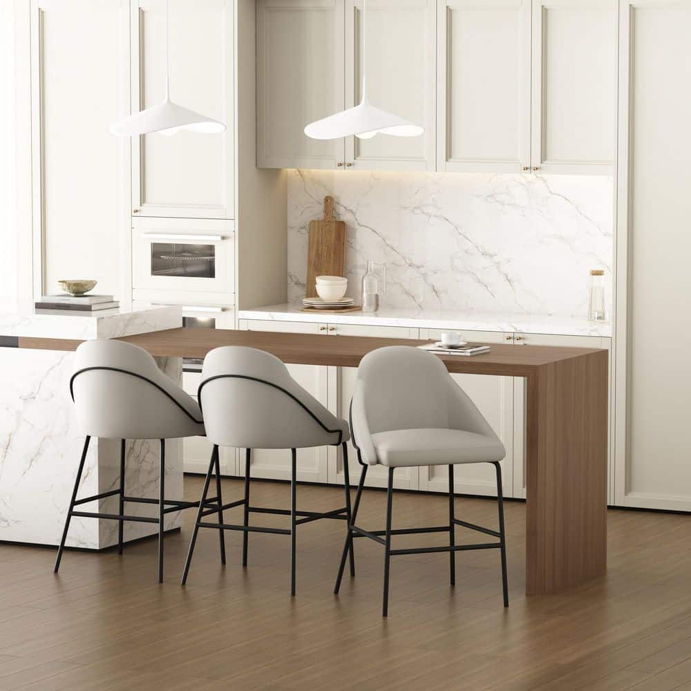 Manhattan Comfort Gracie 26 in. Modern Stone and Black Metal Frame ...