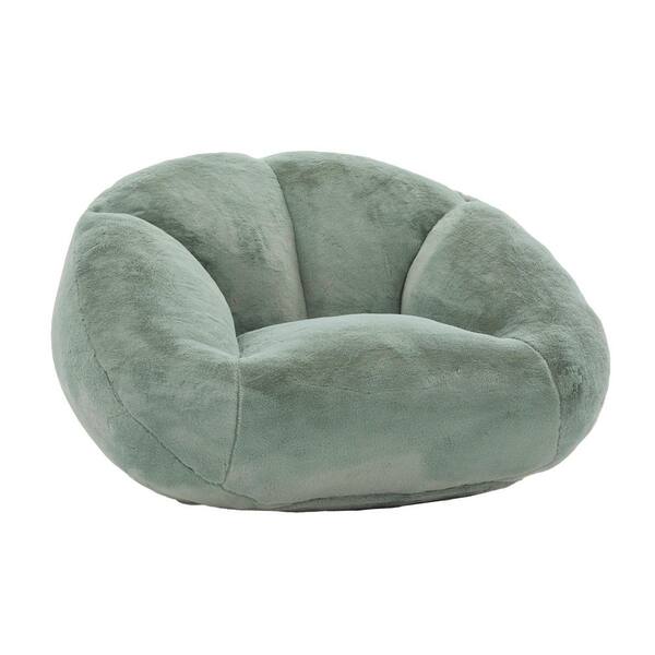 HOMEFUN Modern Green Faux Fur Shell-Shaped Bean Bag Chair HFSN-1170GN ...