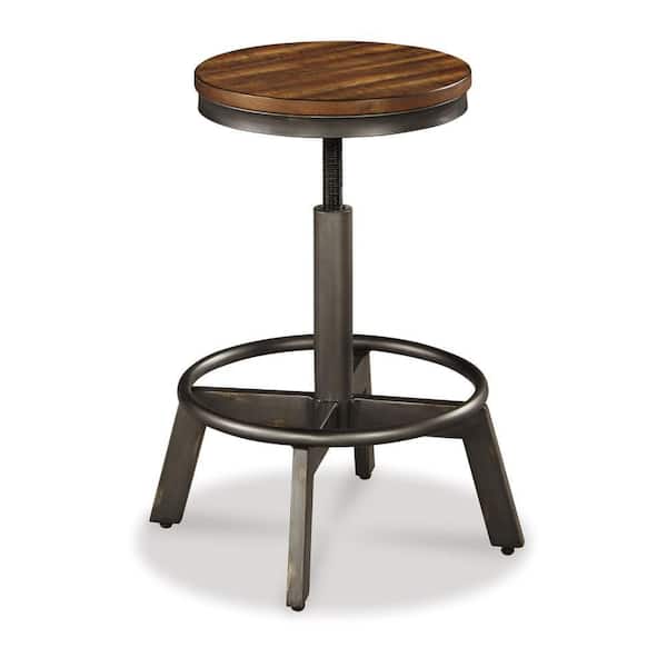 Benjara Jin Swivel Brown and Gray Wood Frame Counter Height Stool Jin ...